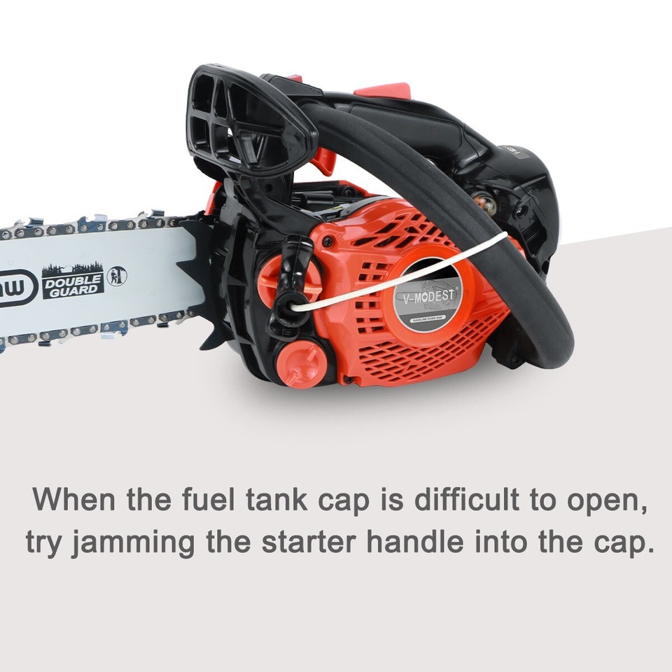 V-MODEST 12" Top Handle Gas Chainsaw 2-Stroke Engine 25CC Mini Climbing ...