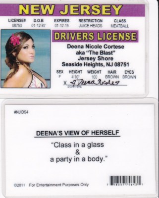 Jersey Shore DEENA Cortese NEW NJ Identification ID Card id card ...