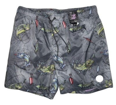 Psycho Tuna Reel Em in Fish Print Boardshorts Swim Trunks Mens Size ...