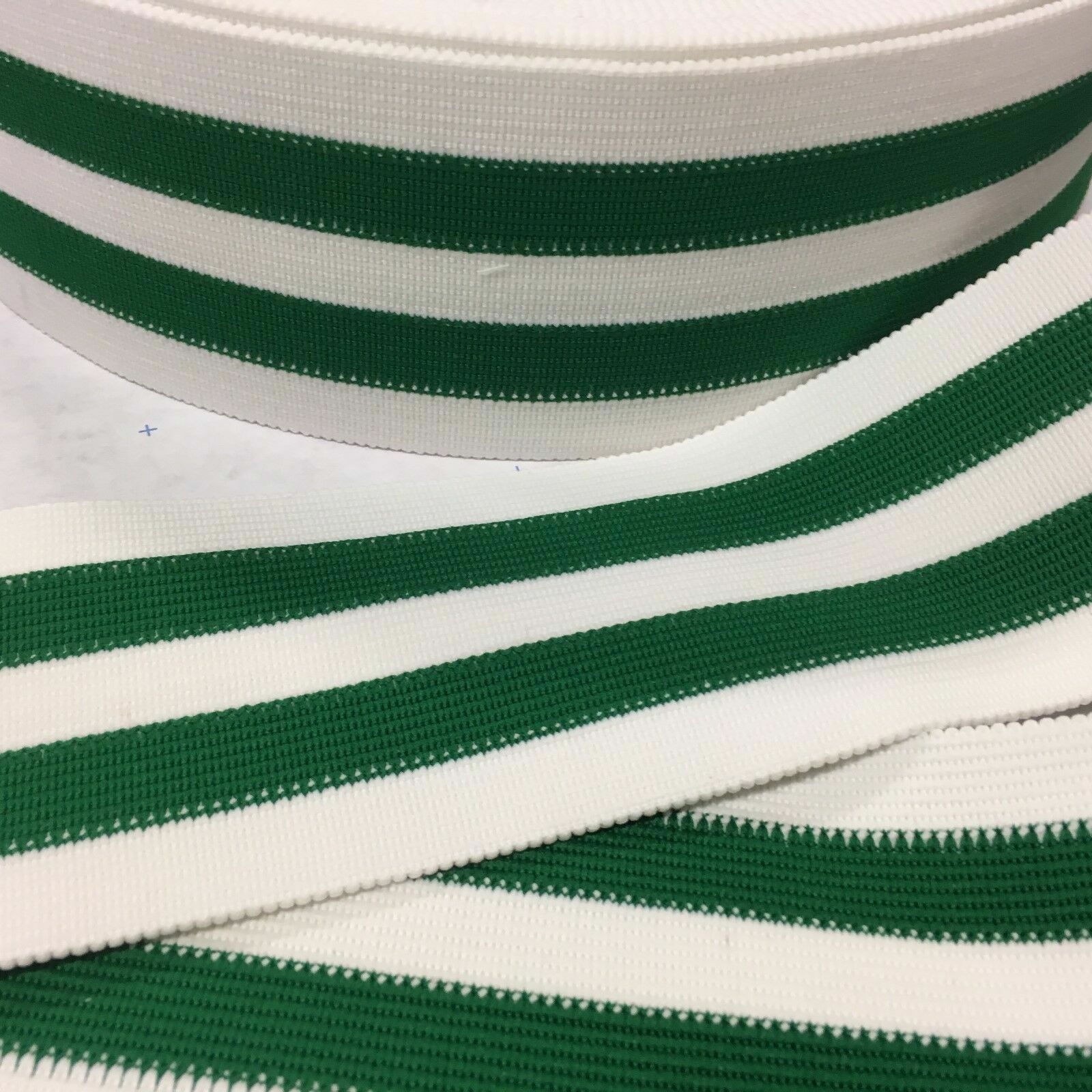 Non-Roll Waistband Elastic Stripe 2-1/2" White Green White 5 yds #NR18 ...