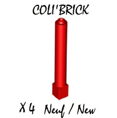 Lego 43888 - 4x Poteau Pilier Support 1x1x6 Solid Pillar - Rouge Red ...