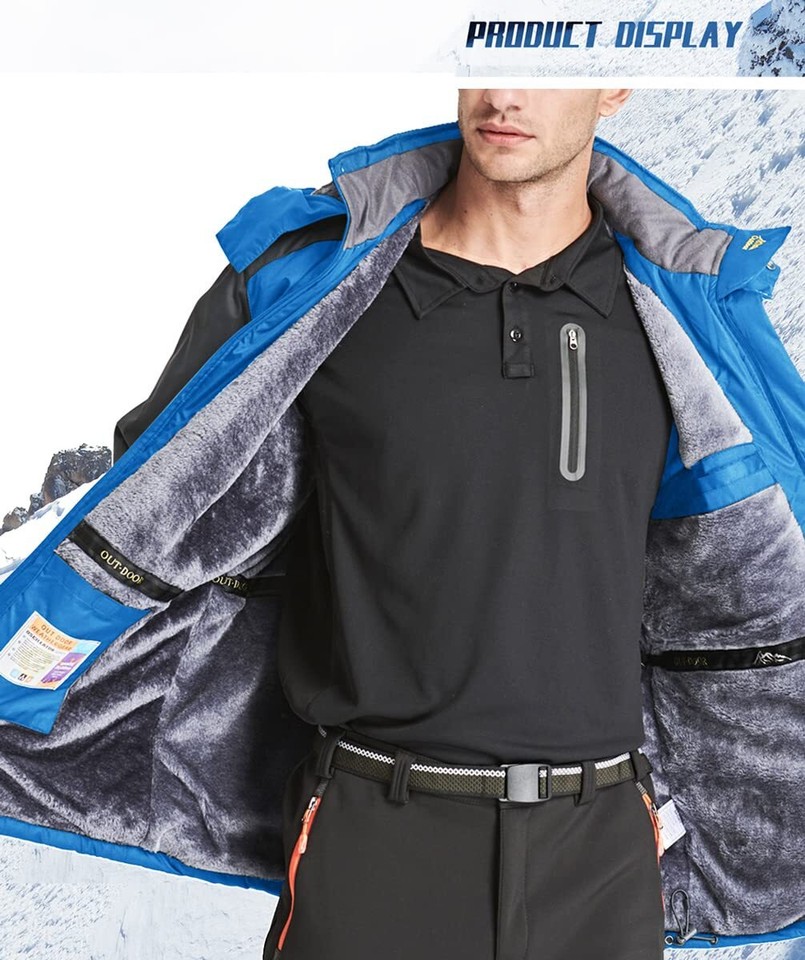Men's Outdoor Ski Snow Jacket Mountain Hiking Warm Fleece Lined Winter ...