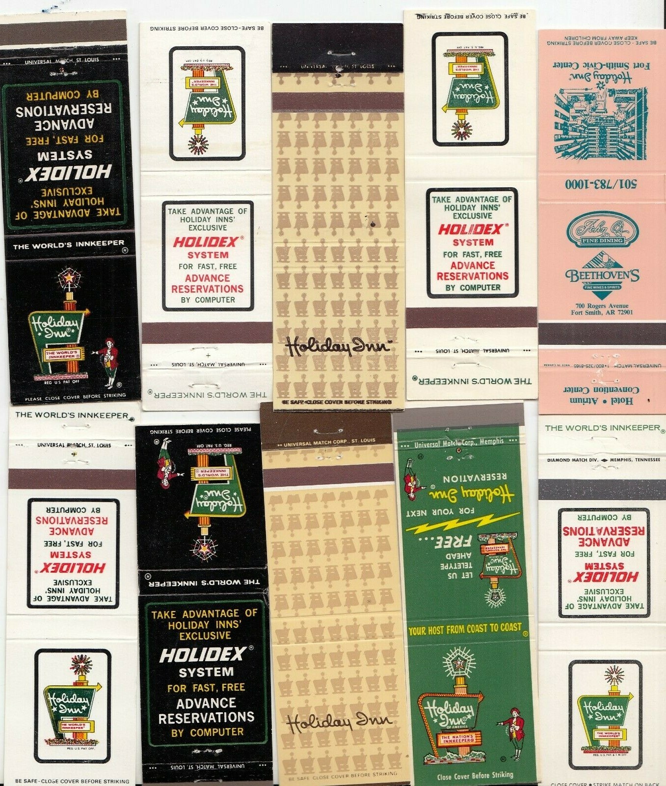 10 lot Vintage Holiday Inn Holidex Matchbook Covers, Kentucky, Calif ...