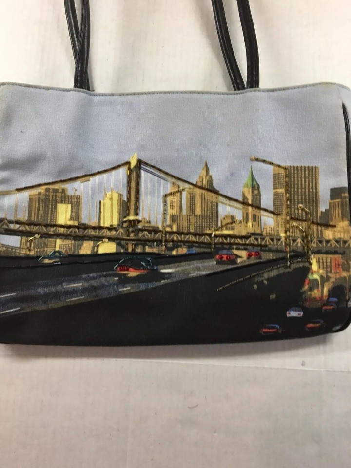 New York City Print Medium size Tote Purse Brooklyn Bridge | eBay