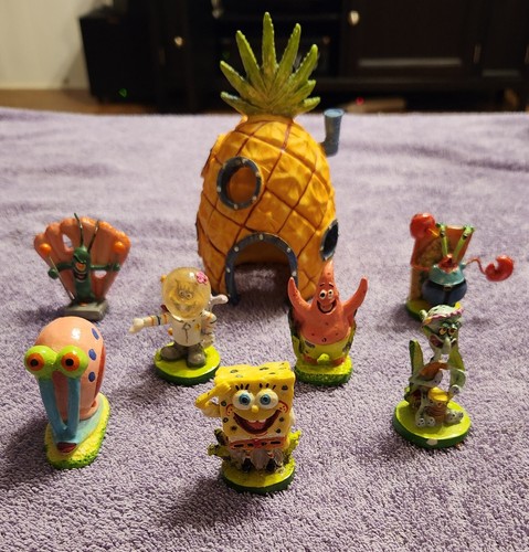 Spongebob Squarepants Aquarium Figures Lot Pineapple House Fish Tank ...