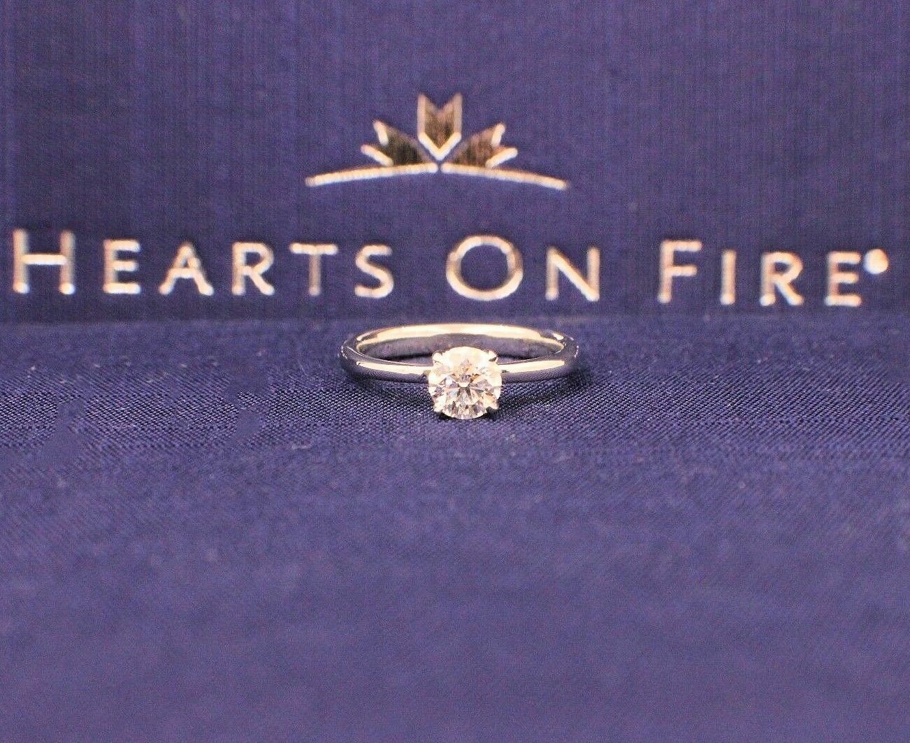 Hearts On Fire Diamond Engagement Ring 18k White Gold Round 0.66 cts H ...
