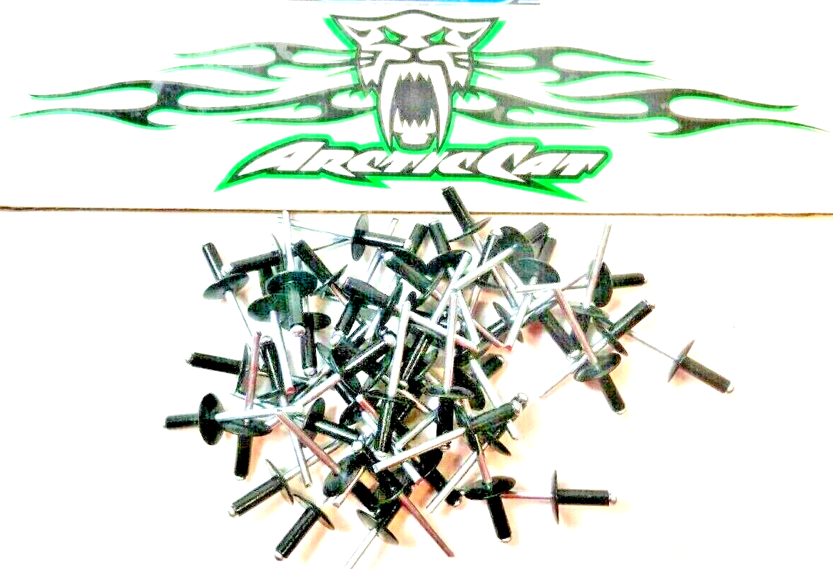 Vintage Arctic Cat Snowmobile Rivets 50 Qty 3/16 Alum. Large Head Black ...