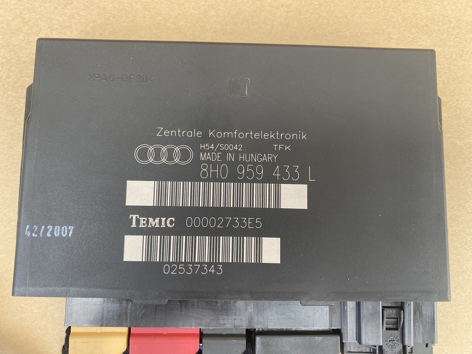 06-09 Audi A4 S4 RS4 Convertible Theft Locking Comfort Control Module ...