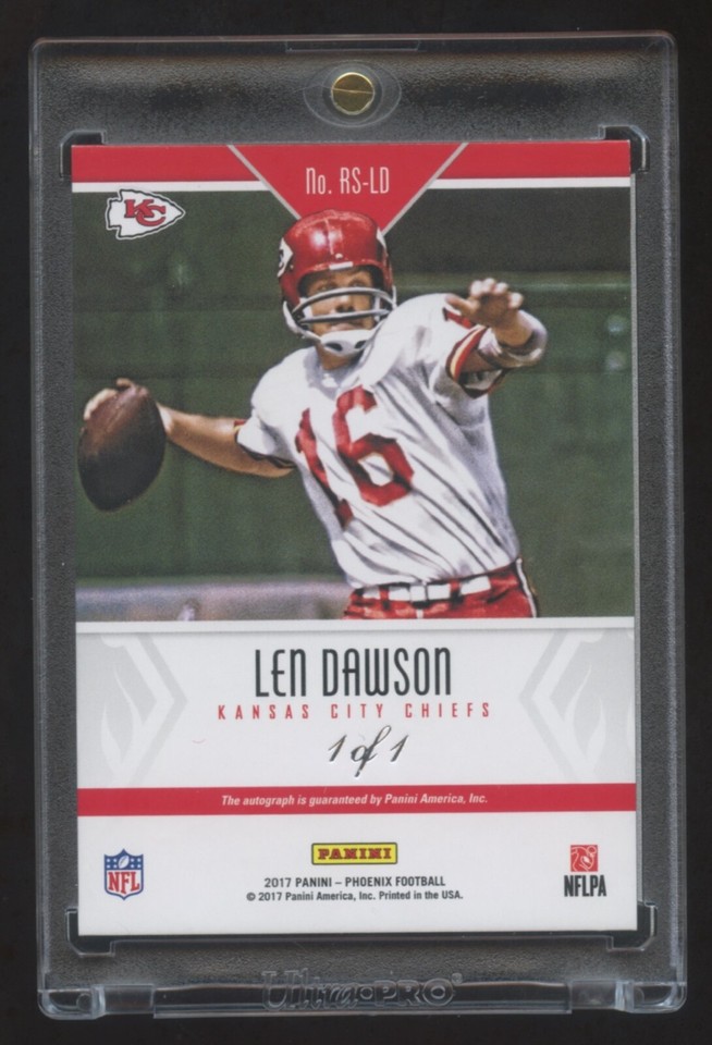2017 PANINI PHOENIX LEN DAWSON 1/1 AUTOGRAPH MASTERPIECE RETIRED ...