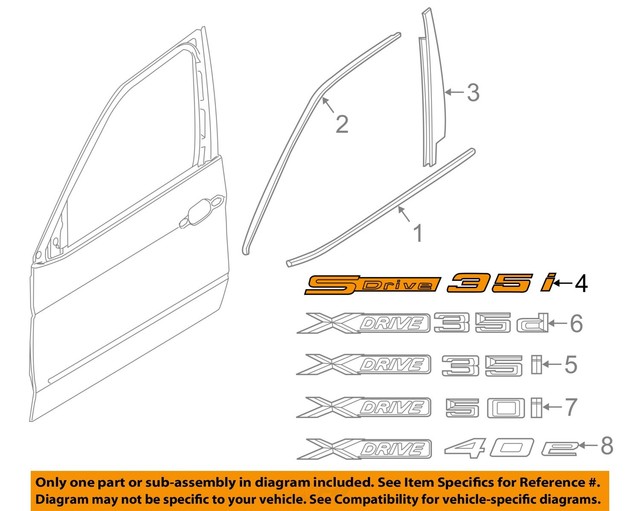Genuine OEM BMW F15 Front Door S Drive 35i Emblem Badge Logo Sign ...