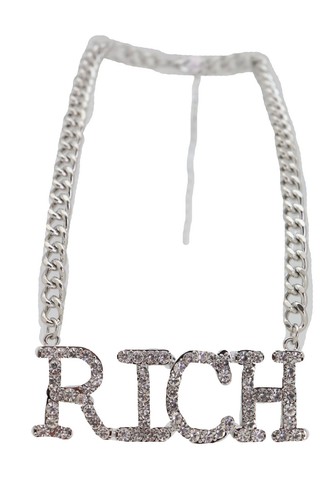 Women Hood Fashion Necklace Silver Metal Chain RICH Pendant Hip Hop Hot ...
