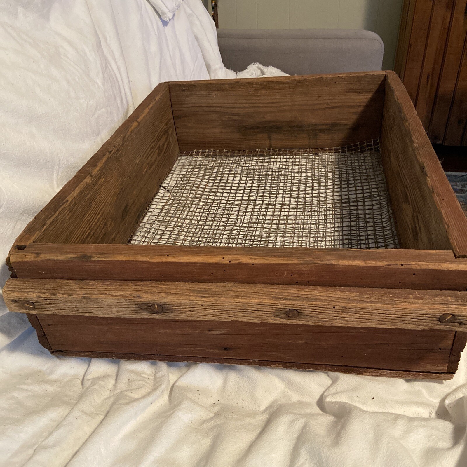 Antique Rectangular Grain Sifter w/Handles-Wood &Wire-Rustic-Barn ...