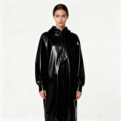 100% Latex Raincoat Rubber Gummi Costume Mental Overcoat Front Zipper S ...