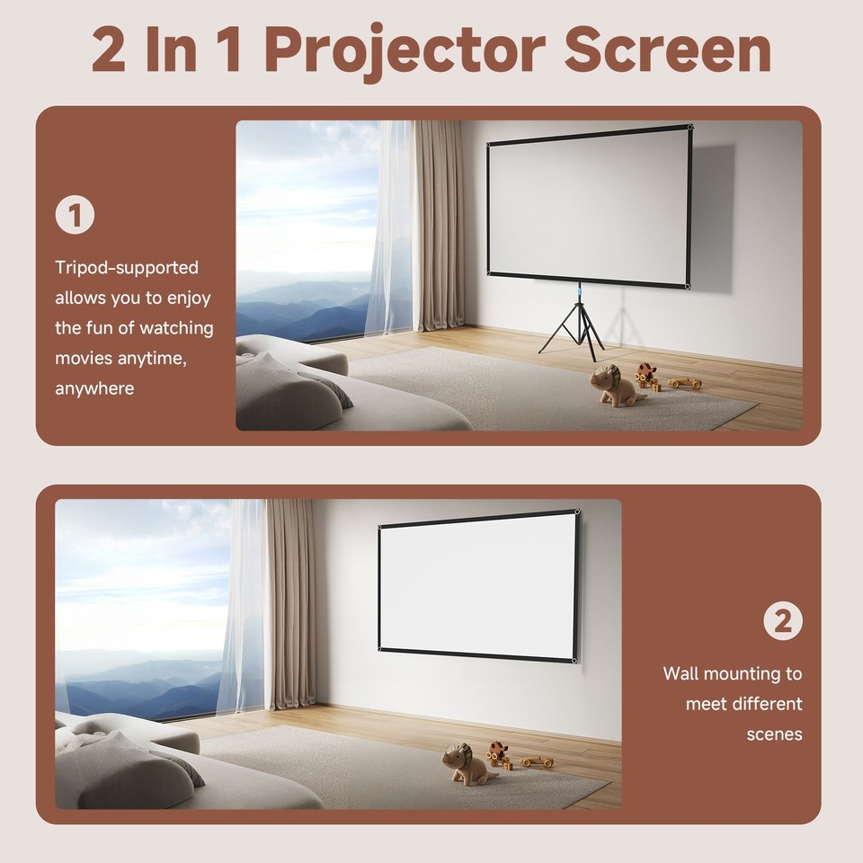 Portable 80" ALR Projector Screen 16:9 HD with Tripod Stand Adjustable ...