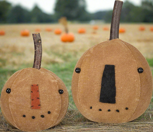 Primitive Country Fall Halloween 2 pc Orange Pumpkin Jack O Lantern w ...