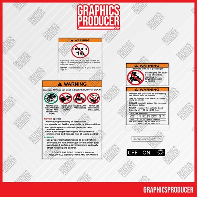 Suzuki LTR 450 ATV Warning Symbol Stickers Decals Reproduction Full Set ...