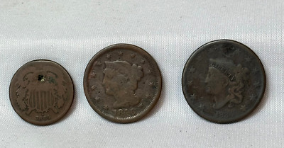 1864 2 Cents Piece With 1834 & 1846 Large Cents | eBay