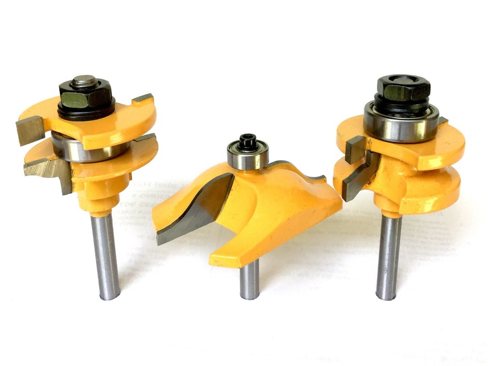 3pc 1/4" SH Ogee Raised Panel and Ogee Rail & Stile Router Bit Set sct ...