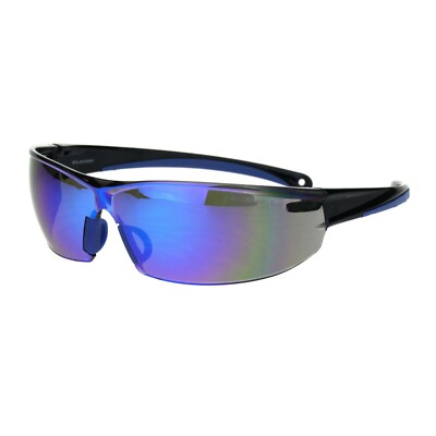 ANSI Z87+ U6 Protective Safety Glasses Mirrored Lens Light Wrap Around ...