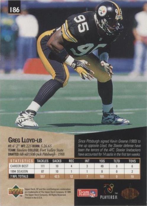 Las mejores ofertas en 1995 SP Greg Lloyd #186 | eBay