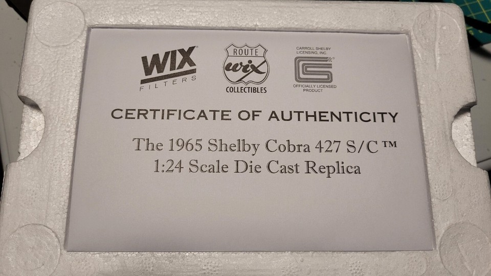 Wix 1965 Shelby Cobra 427 S/C Roadster 1:24 Scale Diecast Model Car Dk ...