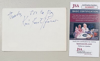 Kris Kristofferson Signed Autographed 4x6 Card JSA Cert Blade A Star Is ...
