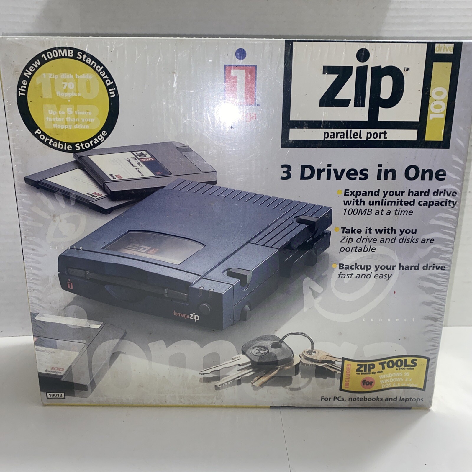Vintage Iomega Zip 100 Parallel Port External Drive Brand New Sealed In ...