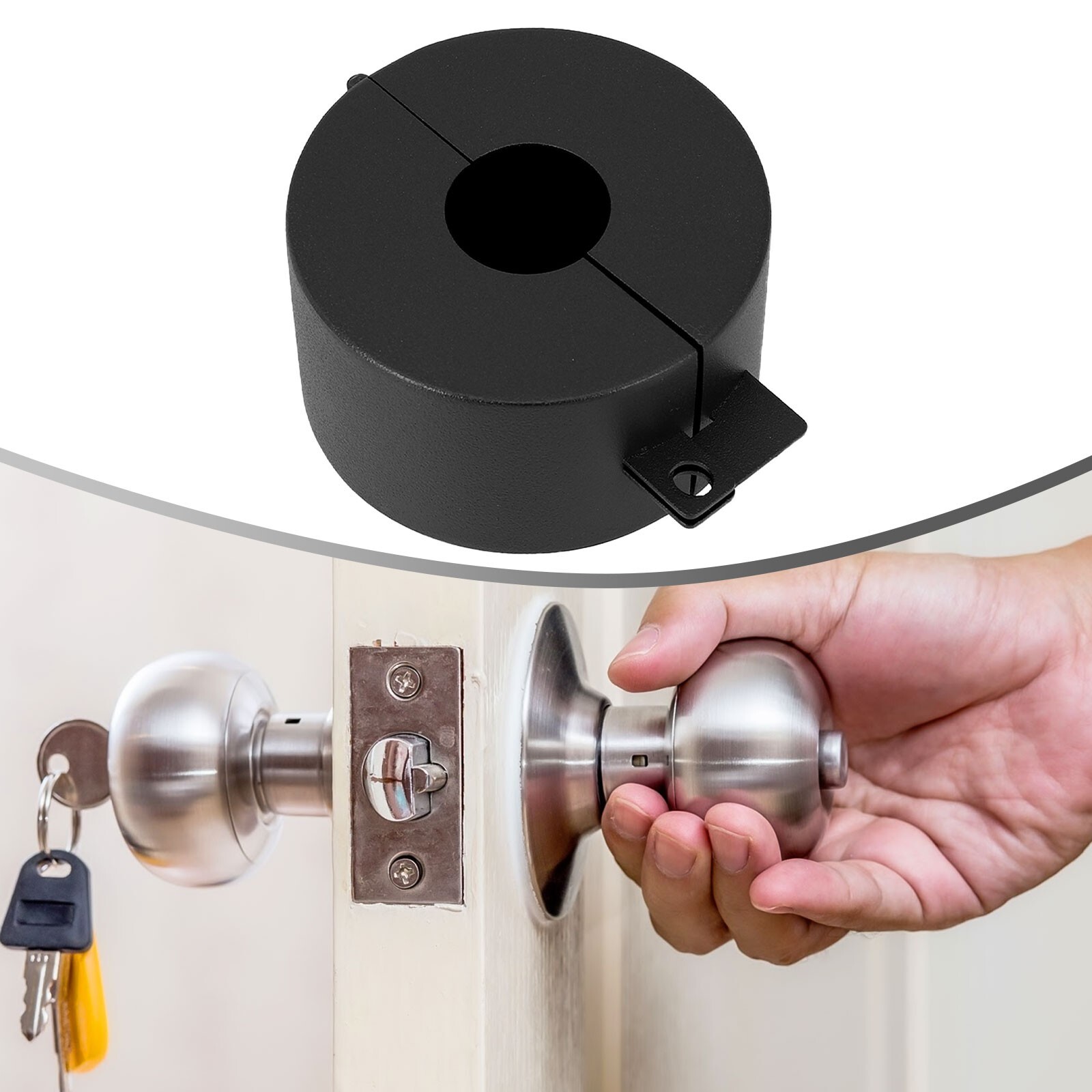 Stylish and Practical Stainless Steel Black Lock Cover for Door Knob ...