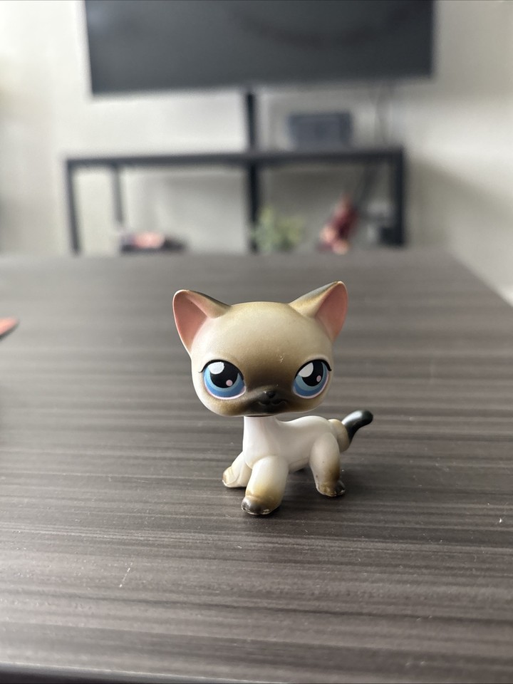 LPS Littlest Pet Shop #5 Siamese Shorthair Cat Black White Blue Eyes ...
