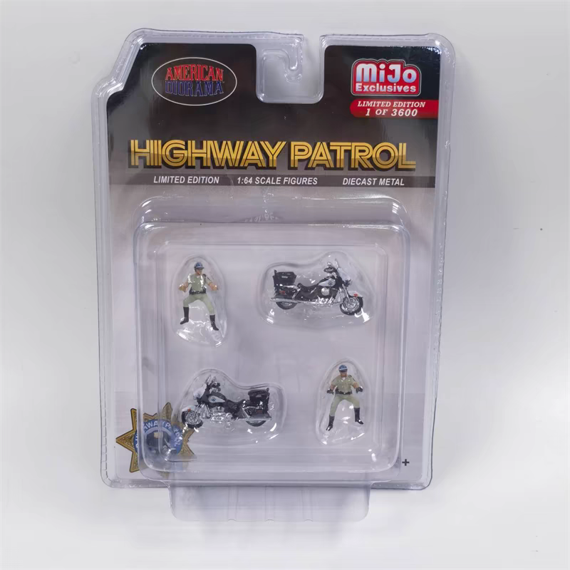 HIGHWAY PATROL 4 PIECE DIE CAST STATUE SET 1/64 SCALE DIORAMA USA 64529 ...