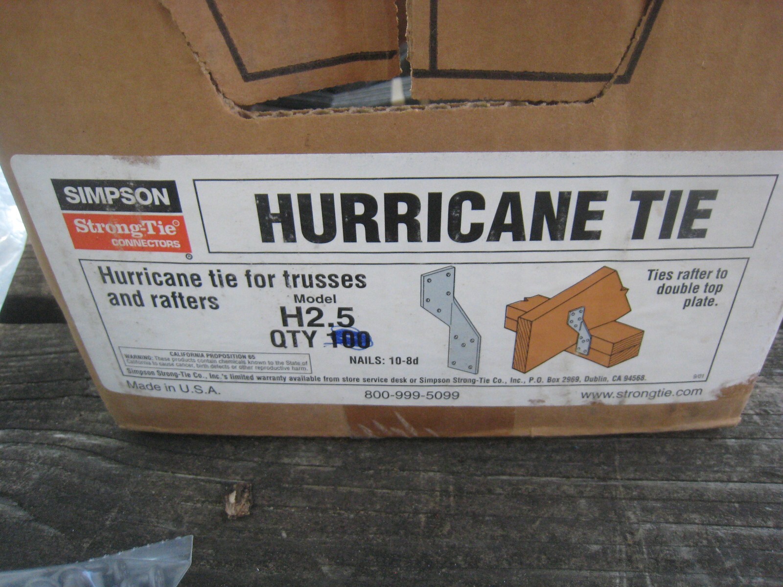 20 Simpson H2.5A Hurricane Tie Strap Rafter Joist Connector WITH 200 ...