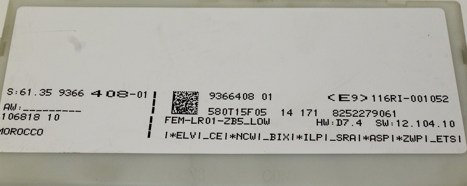 BMW 1er F20 F21 Steuergerät FEM LR01 Front Electronic Module 9366408 ...