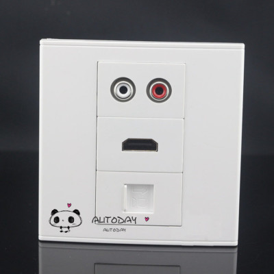 Wall Face Plate RCA AV + HDMI + RJ45 Cat6 LAN Assorted Panel Faceplate ...