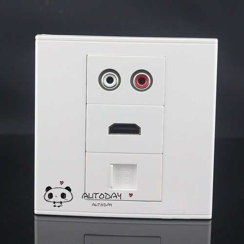 Wall Face Plate RCA AV + HDMI + RJ45 Cat6 LAN Assorted Panel Faceplate ...