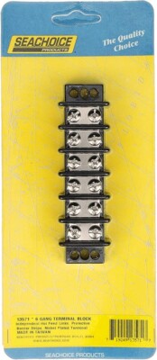 Marine 6 Gang Terminal Block Nickel Plated Brass Seachoice 30A @ 12V ...
