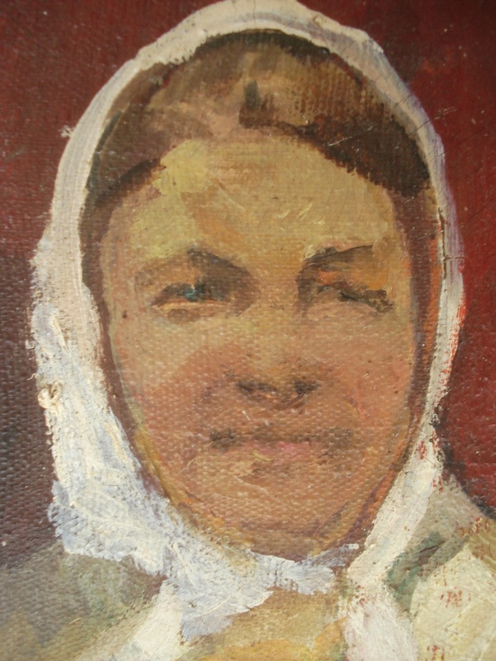 Ukrainian Soviet Oil Painting Soc Realism 50s y communistic banner | eBay