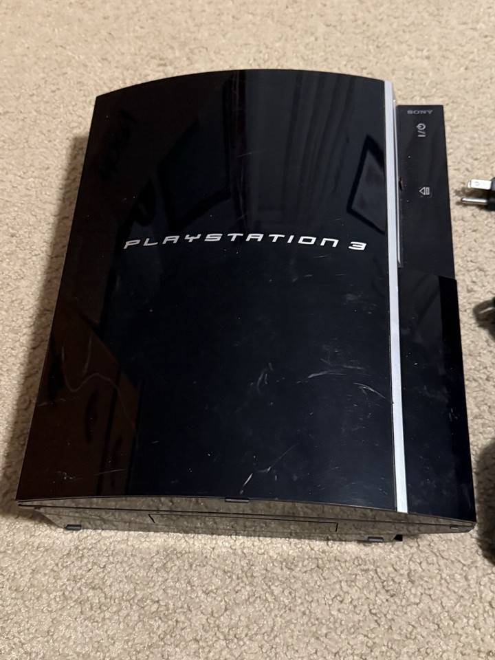 Sony PlayStation 3 Fat PS3 Black Game Console CECHL01 & Controller ...