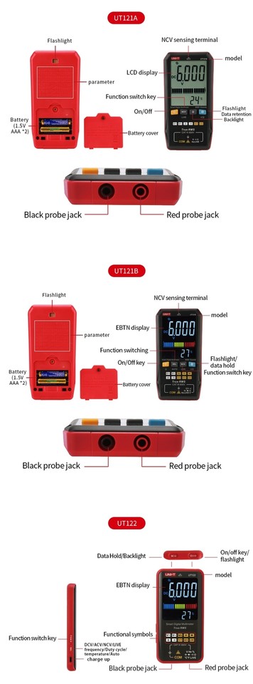 UNI-T Smart True RMS Multimeter Digital Volt meter Cap NCV Live Wire ...