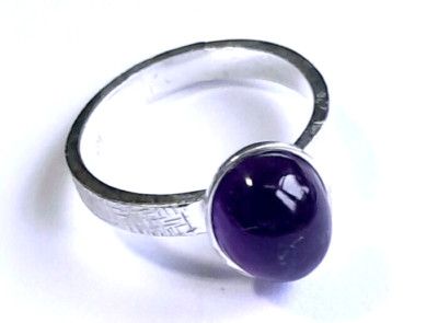Striking Handmade Sterling Silver Heavy band ring & 10x8mm Amethyst ...