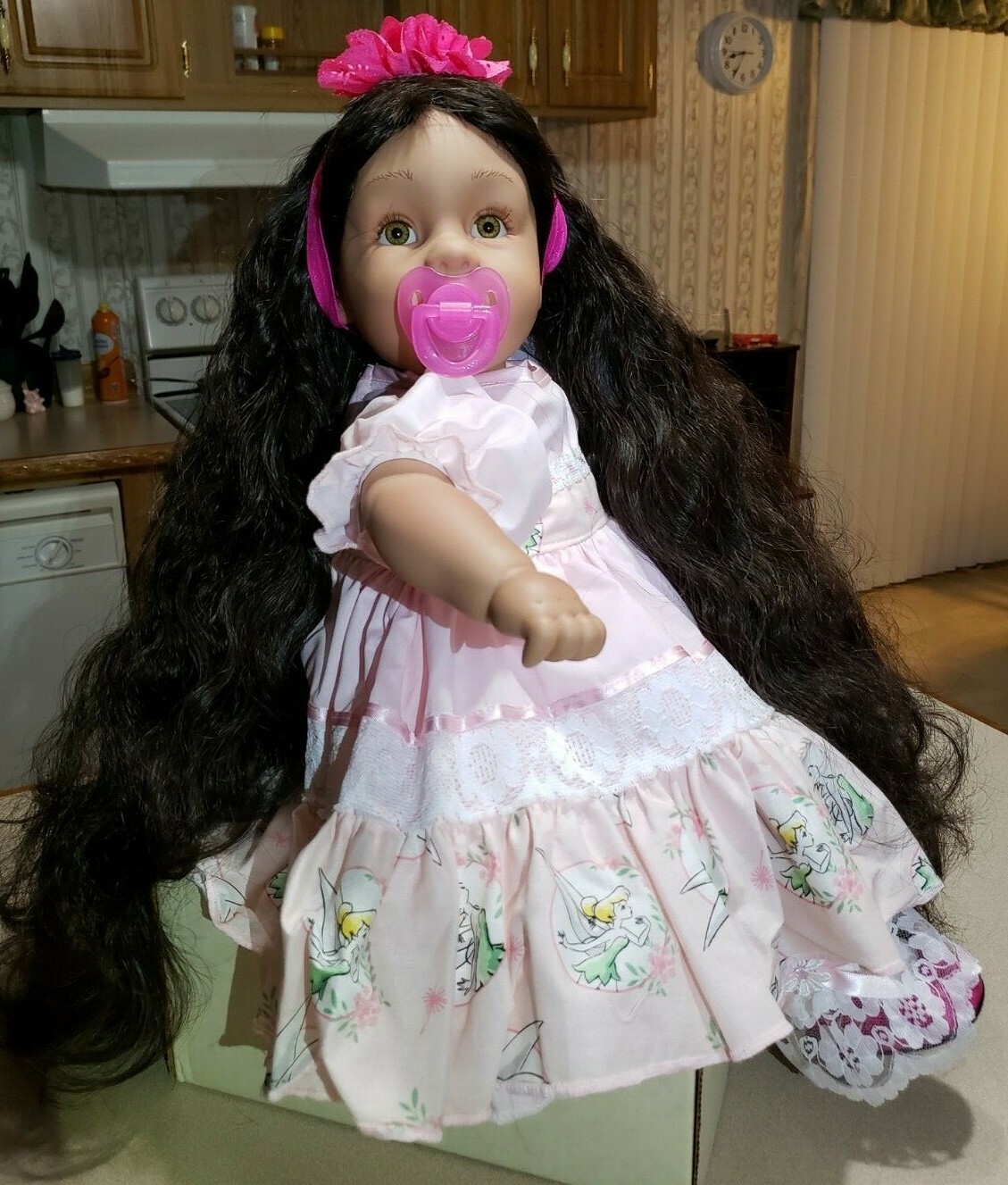 PAT SECRIST DOLL 1995 "OH MY" 22 TALL NEW LONG BLACK HUMAN HAIR BROWN ...