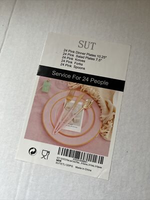 SUT 120 PCS Pink Disposable Dinnerware | eBay