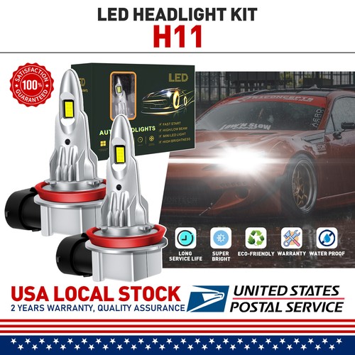MGT H11 LED Headlight Kit Low Beam Bulbs Super Bright 15000LM 6000K ...