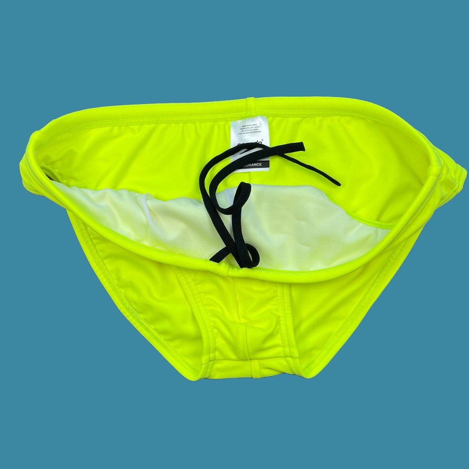 Speedo Men neon yellow Solar swim brief bikini Swimwear bathing suit ...