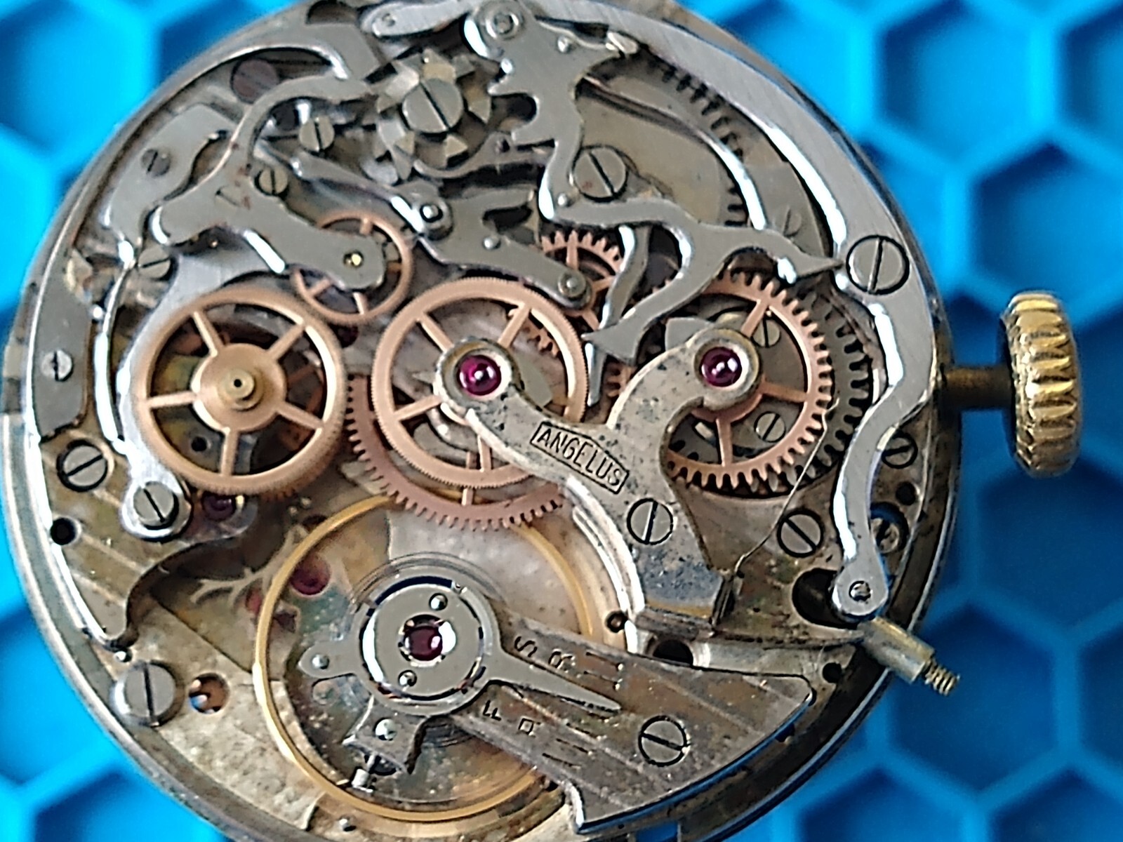 Vintage Angelus Chronodato Triple Date Chronograph watch movement. Ref ...