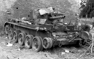 B&W German Photo Destroyed British Cromwell Tank WWII WW2 World War Two ...