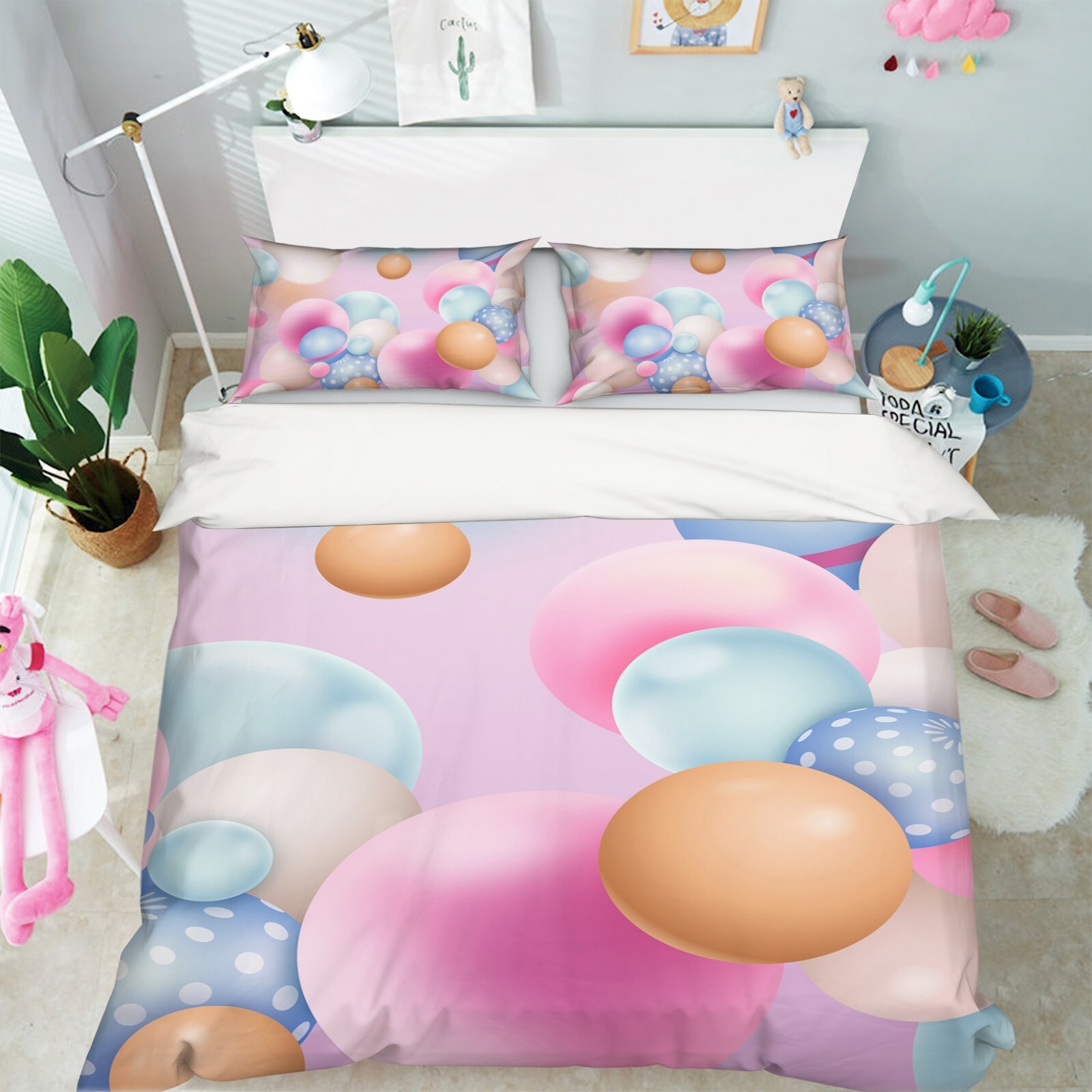 3D Rosa Blau Ball C2242 Bett Kissenbezüge Decke Bettdecke Abdeckung Set ...