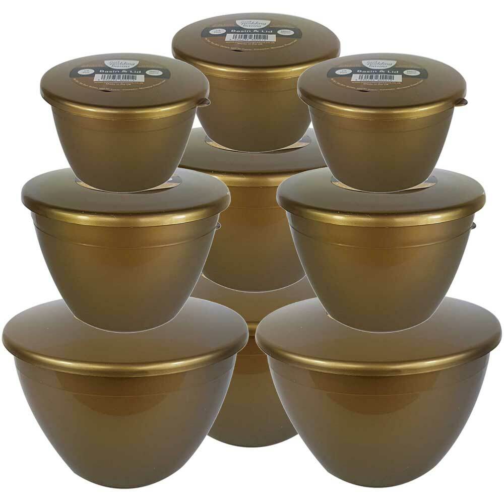 Gold Pudding Basins, Set of 9 Bowls with lids. 3 x 1/2 pt, 3 x 1 pt, 3 ...