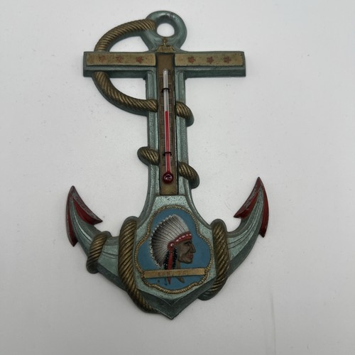 Vintage Erie PA Native American Anchor Wall Thermometer Metal | eBay