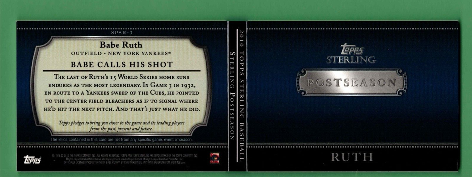 2010 TOPPS STERLING BABE RUTH EIGHT JERSEY BOOKLET W/ PINSTRIPES 4/10 ...