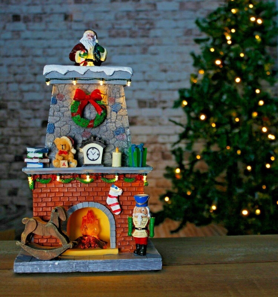 Christmas Village Scene Ornaments Musical LED Moving Xmas Decoration ...